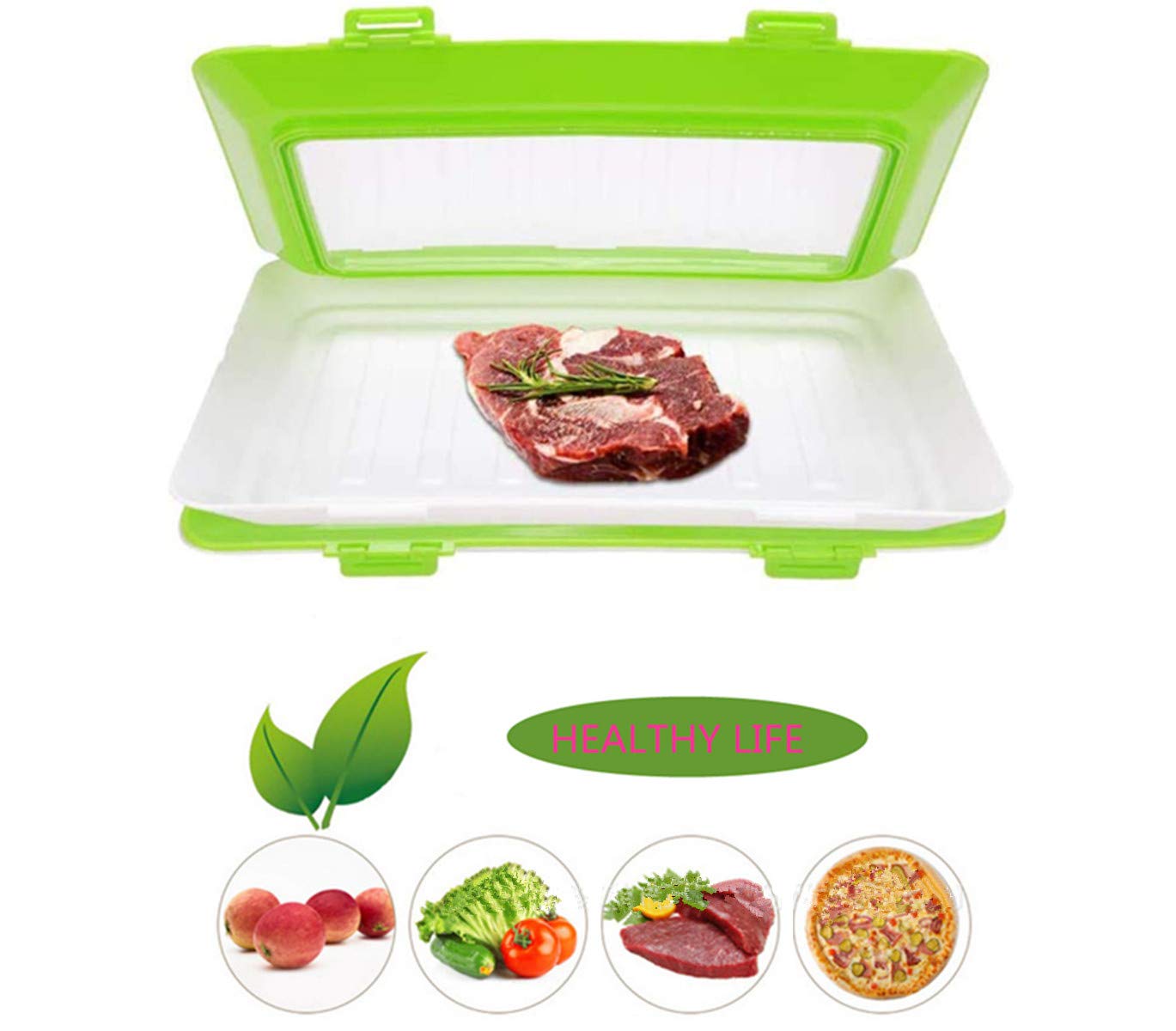 Food Plastic Preservation Tray,Stackable Food Tray Reusable Creative Food Preservation Tray for Food Preservation 2 Pack