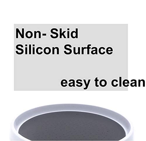 2sets/Pack 2 Tier Non Skid Turntable Lazy Susan 9.8" White Grey Cans Cabinet Organizer For Kitchen Pantry Spice Rack Fridge Holder