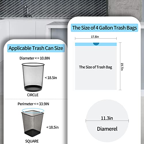 Small garbage bag, 4 Gallon Drawstring Trash Bags Ultra thick small Garbage bags bin liners for bathrooms, kitchens, bedrooms, living rooms and offices. (2 Golls/40 PCS)