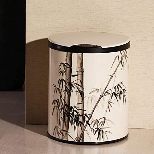 CXDTBH Creative Living Room Bedroom Smart Trash Can 9L Household Trash Can with Lid Metal Automatic Induction Trash Can Round Barrel-Shaped Office Trash Can