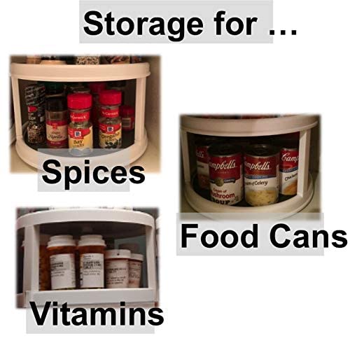 2sets/Pack 2 Tier Non Skid Turntable Lazy Susan 9.8" White Grey Cans Cabinet Organizer For Kitchen Pantry Spice Rack Fridge Holder