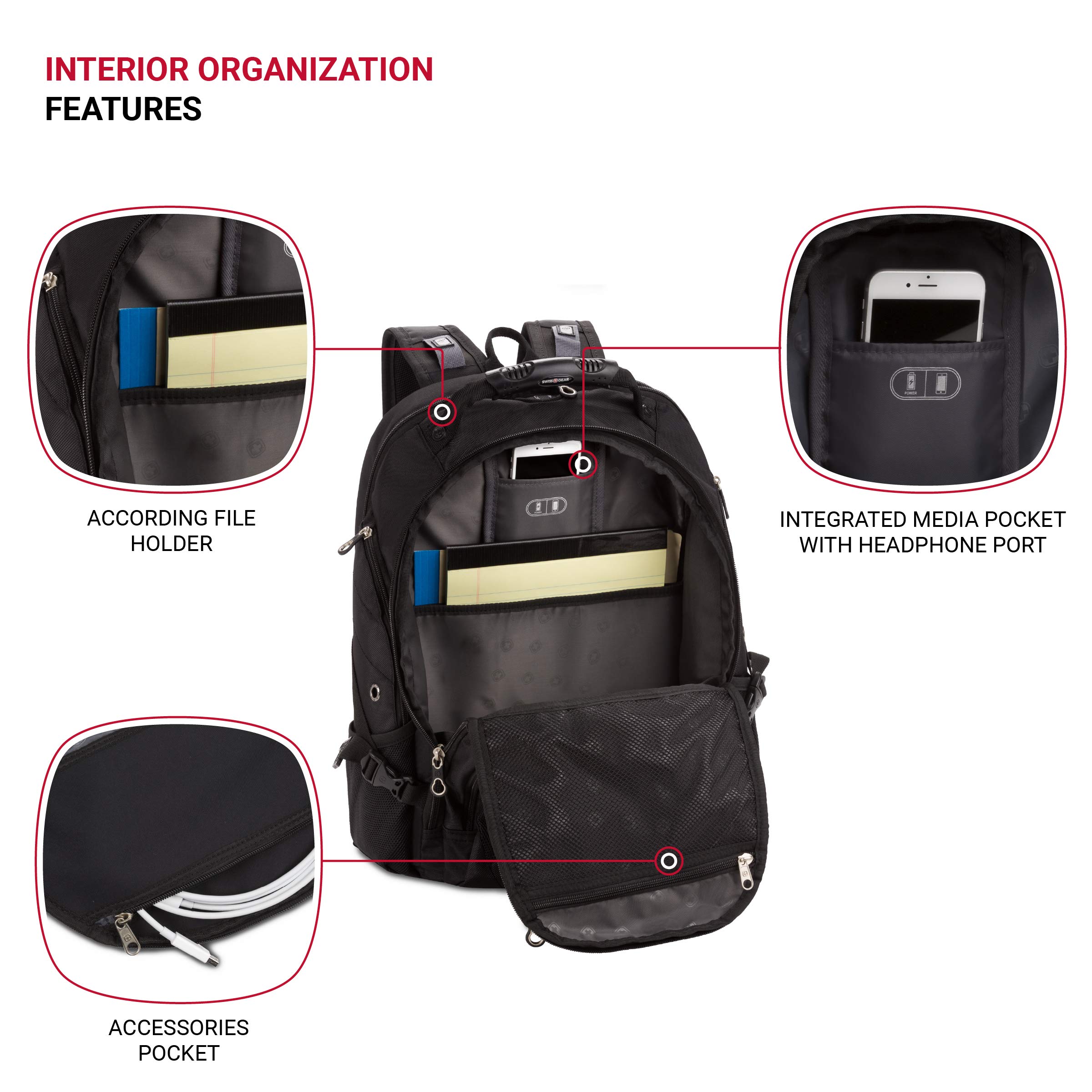 Swiss Gear SA1923 Black TSA Friendly ScanSmart Laptop Backpack - Fits Most 15 Inch Laptops and Tablets