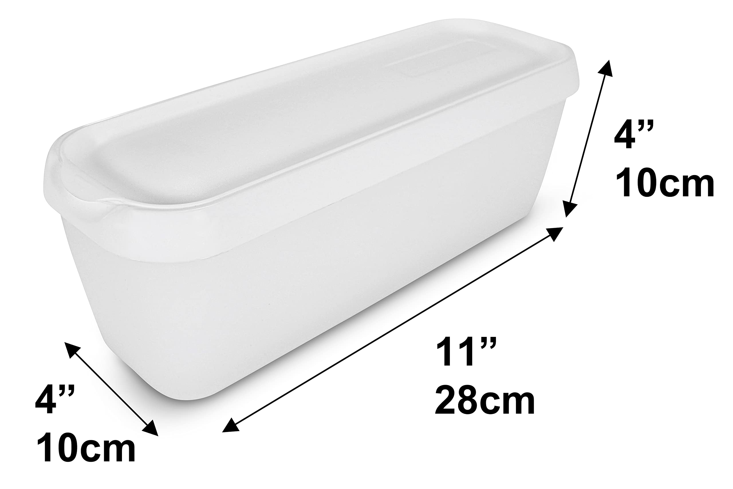 LIN Insulated Ice Cream Containers 2-Pack with Serving Scoop - 1.6 Quart Reusable Rectangle Dessert Storage Tubs for Homemade Ice Cream, 1 Red & 1 White Lid - Non-BPA Plastic - Dishwasher-Safe