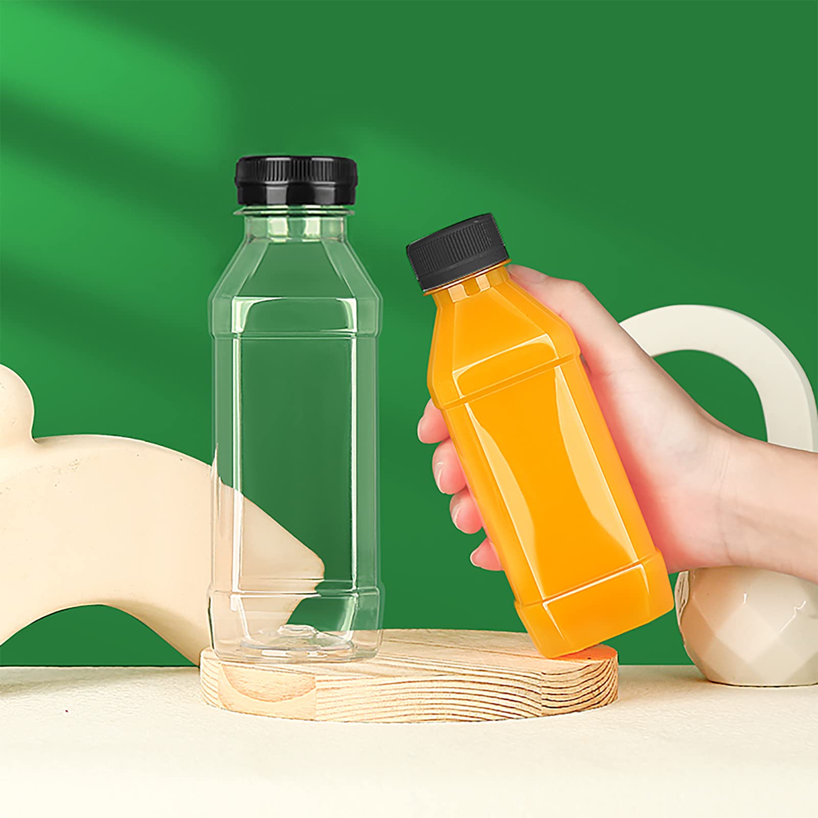 WUWEOT 30 Pack Plastic Juice Bottle, 12 Oz Clear Empty Milk Bottles, Reusable Bulk Beverage Containers with Tamper Evident Caps Lids