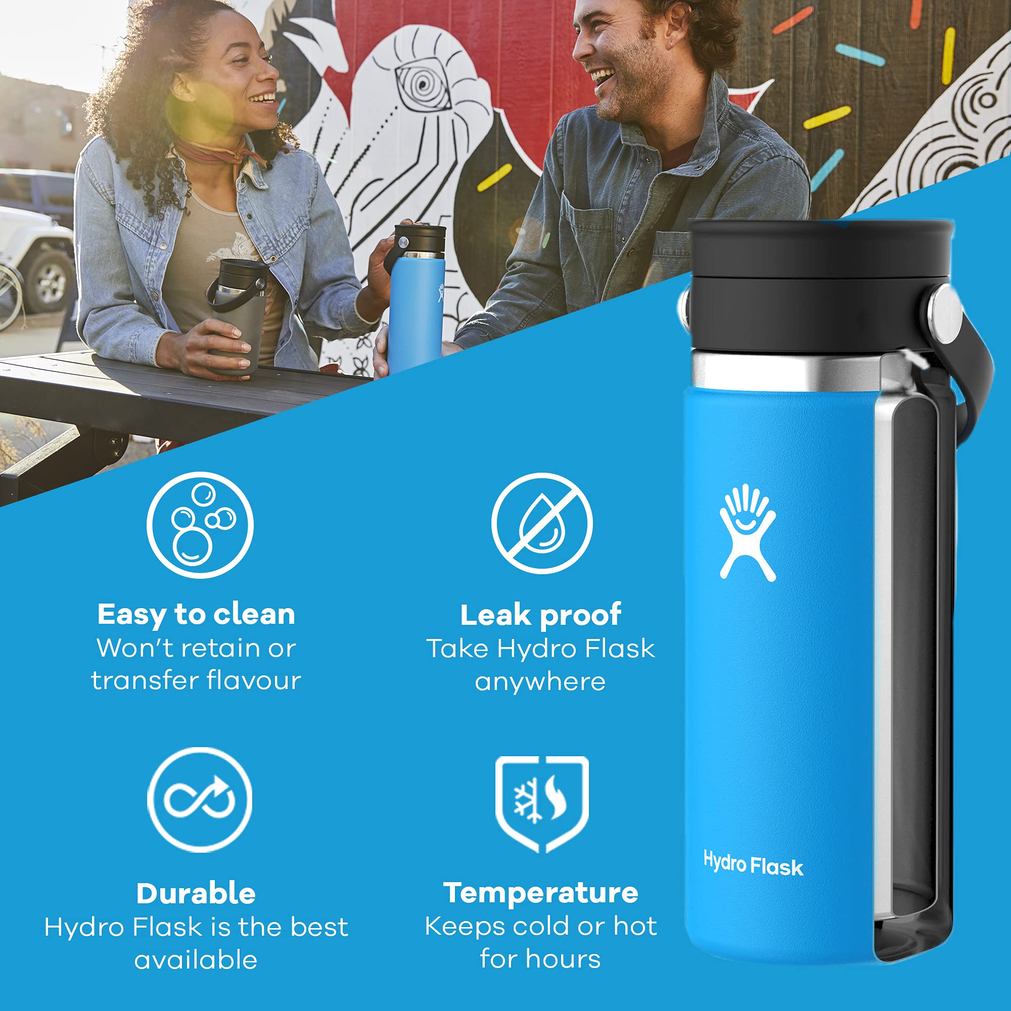 Hydro Flask 12 oz Wide Mouth Bottle with Flex Sip Lid Black