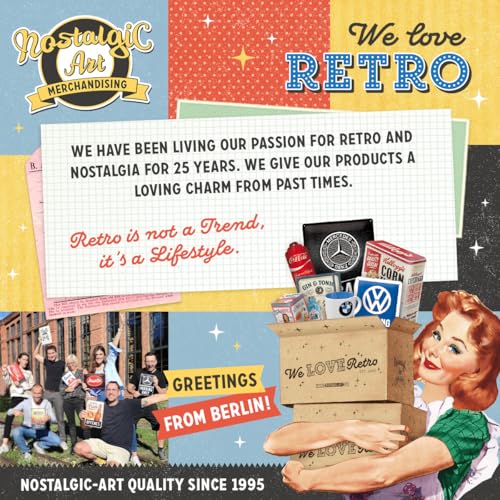 Nostalgic-Art Retro coffee tin box, 44 oz, VW Bulli β Let's Get Away β VW Bus Gift idea, metal clip top can, vintage design
