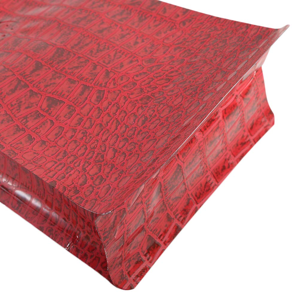 Different Colored & Print 25Pcs Heavy-Duty Aluminum Flat Bottom Stand-Up Bags w/Valve (8oz, Red Pattern)
