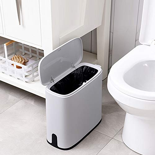 ANTCRZ Trash bin New 11L Plastic Trash Can Bathroom Waste Bin Toilet Dustbin Trash Basket Garbage Bucket Garbage Bag Holder Storage Container (Color : Gray Cloud)