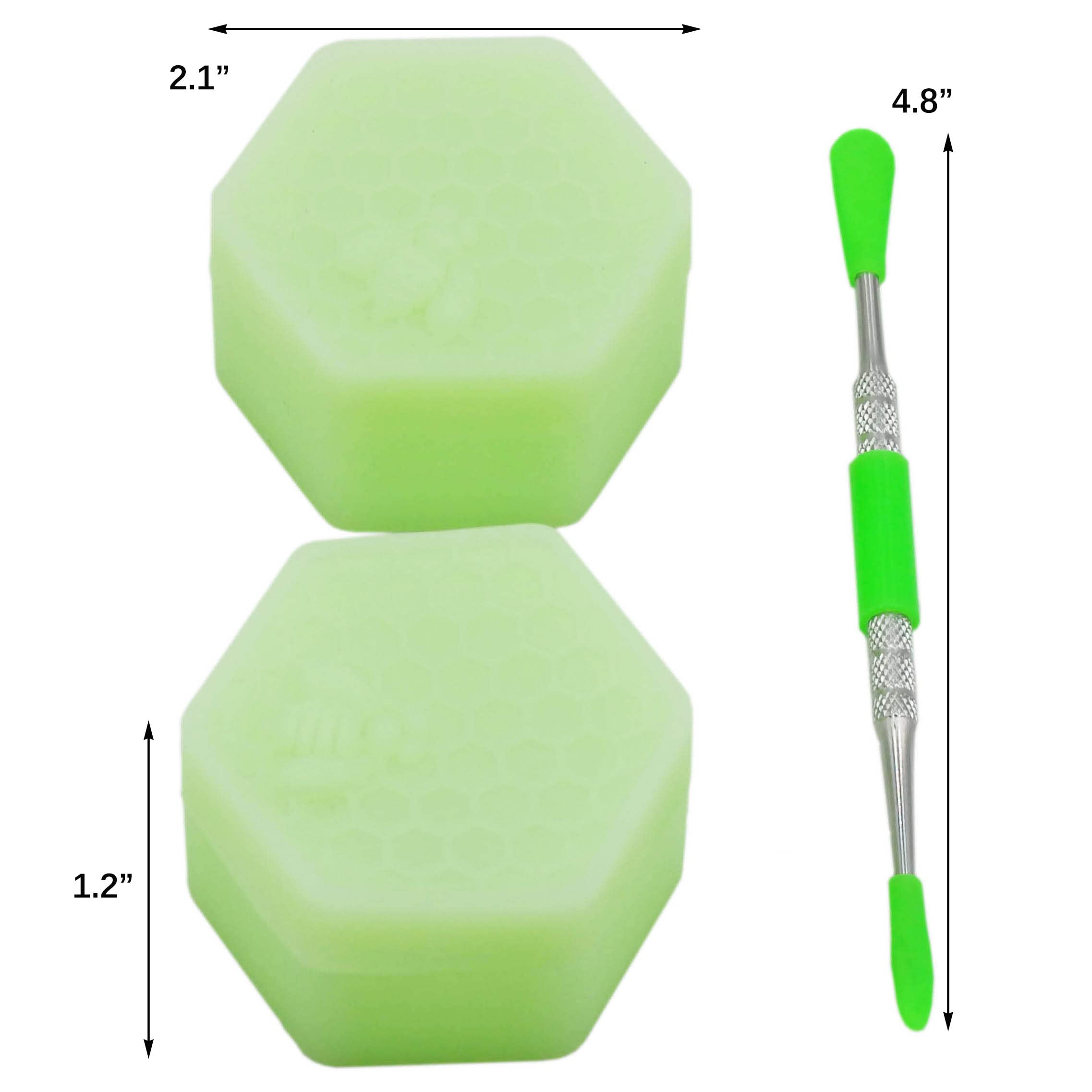 KUVIS 26ml Hexagon Silicone Container Non-stick Honeybee Jars with Carving Tool (Glow In The Dark)