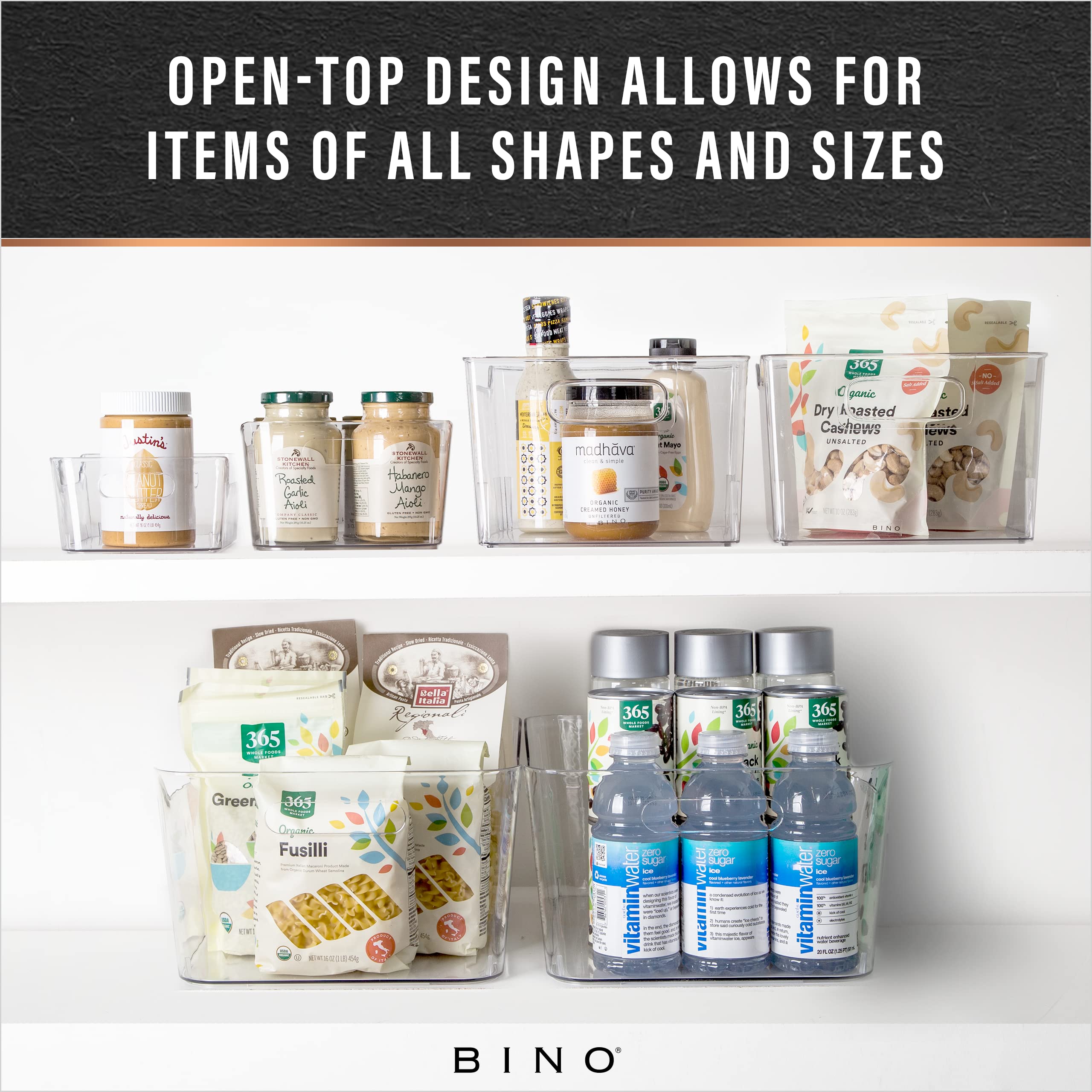 BINO | Plastic Storage Bins, Small | The SOHO Collection | Multi-Use Organizer Bins | Built-in Handles | BPA-Free | Pantry Organization | Home Organization | Fridge Organizer | Freezer Organizer