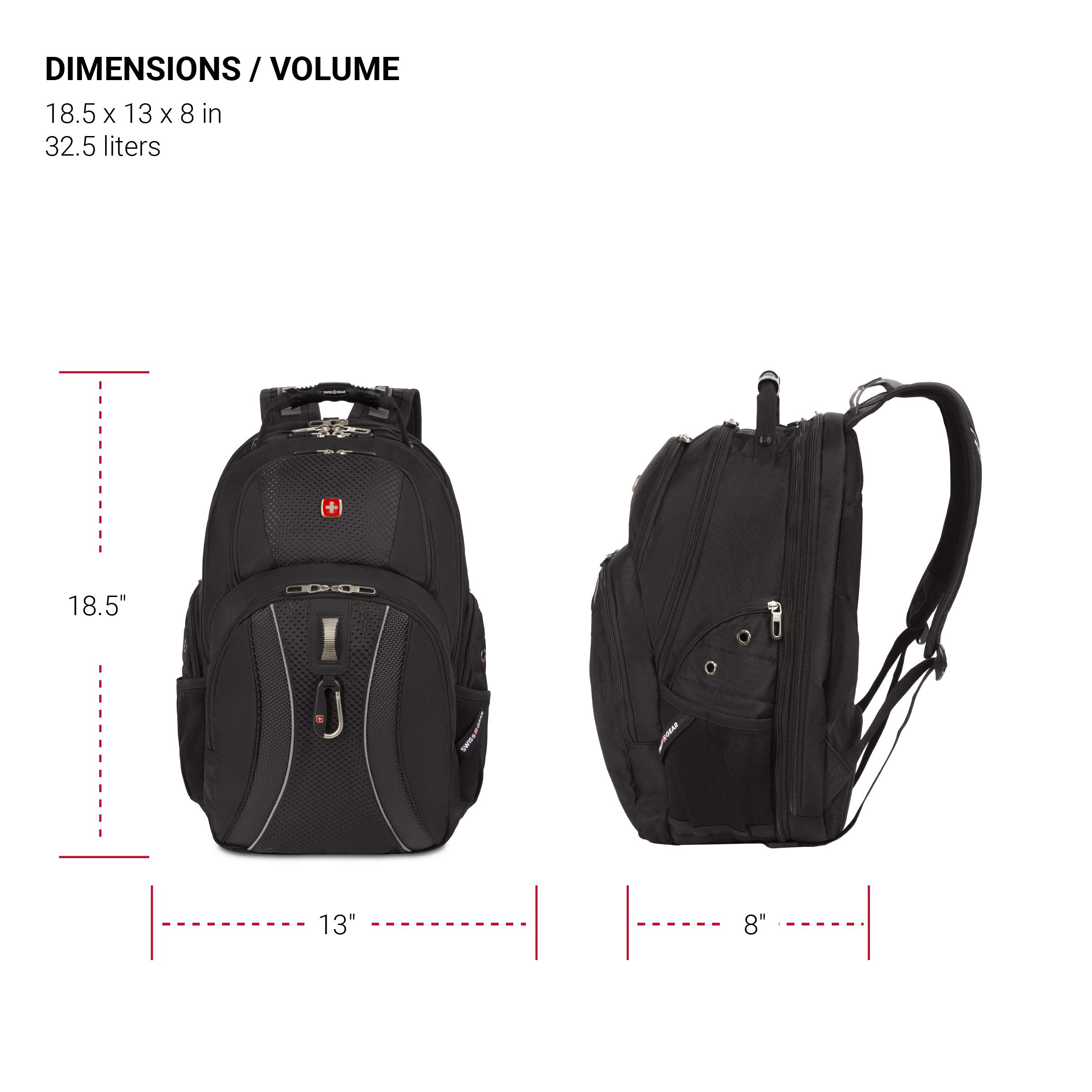 Swiss Gear SA1923 Black TSA Friendly ScanSmart Laptop Backpack - Fits Most 15 Inch Laptops and Tablets
