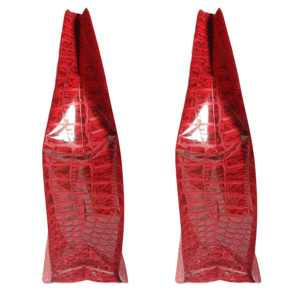 Different Colored & Print 25Pcs Heavy-Duty Aluminum Flat Bottom Stand-Up Bags w/Valve (8oz, Red Pattern)