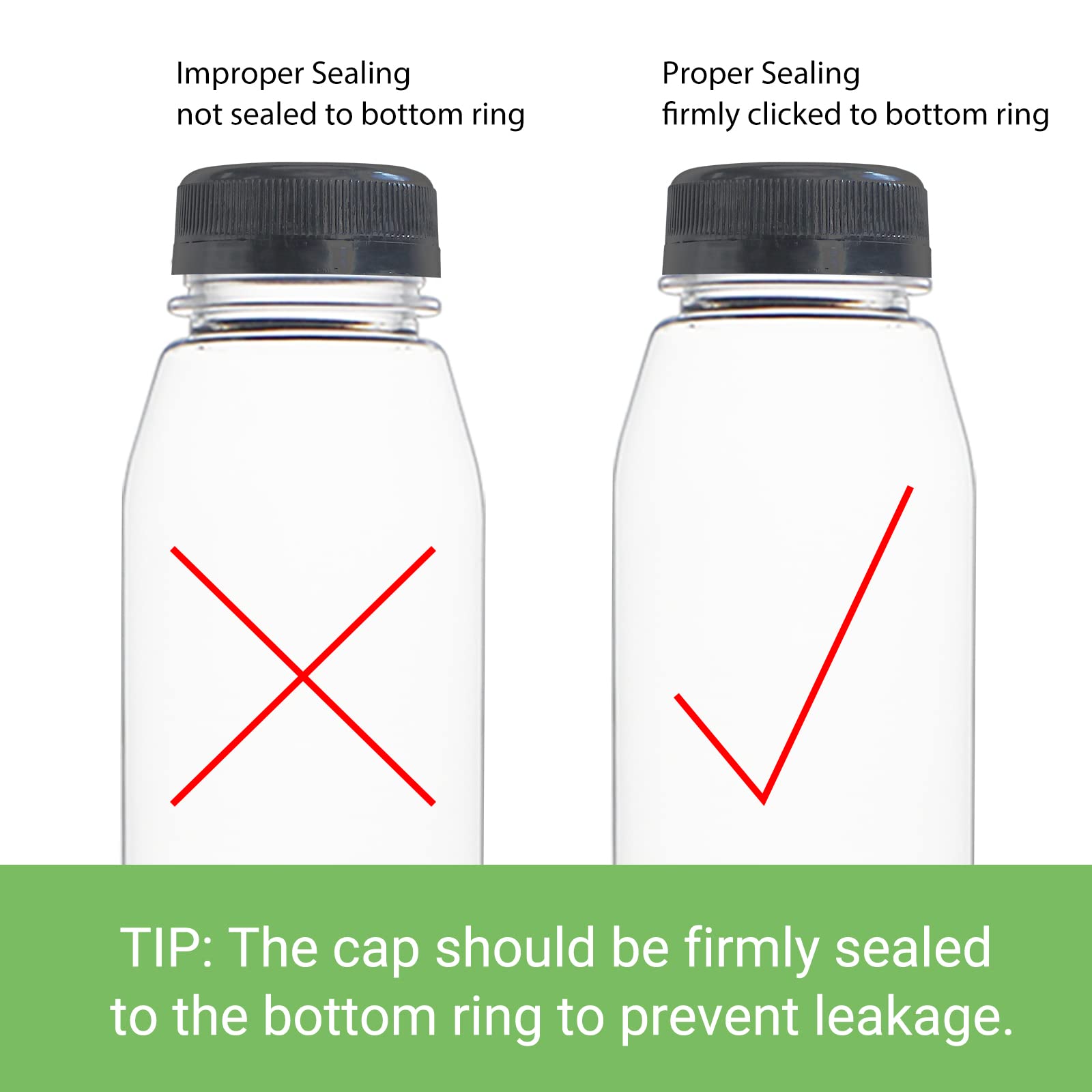 zmybcpack 24 Pack 8oz (250 ml) Clear PET Plastic Juice Bottles with Caps - Bulk Beverage Containers with Tamper Evident Lids- Plastic Smoothie Bottles for Juice, Milk, Homemade Beverage