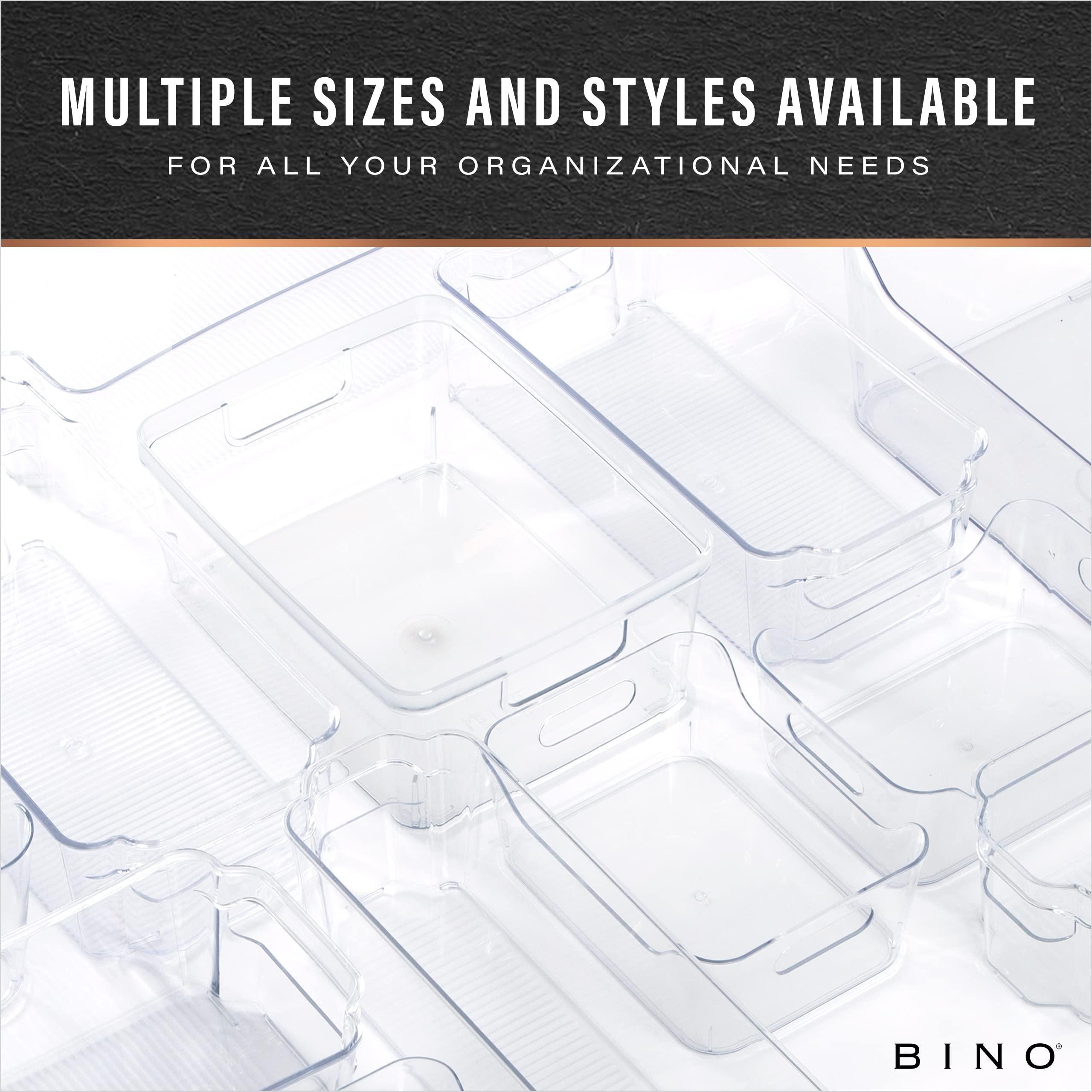 BINO | Plastic Storage Bins, Small | The SOHO Collection | Multi-Use Organizer Bins | Built-in Handles | BPA-Free | Pantry Organization | Home Organization | Fridge Organizer | Freezer Organizer