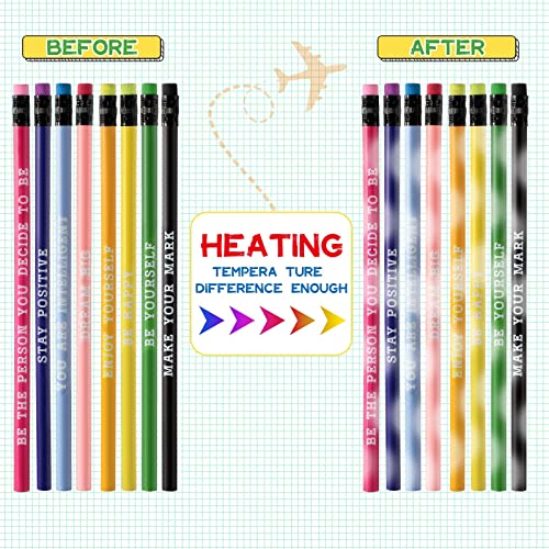 60 Pcs Inspirational Pencils Personalized Pencils with Name Cute Pencils Motivational Pencils for Student Color Changing Mood Pencils Heat Activated Pencils for Kids School (Multicolor)