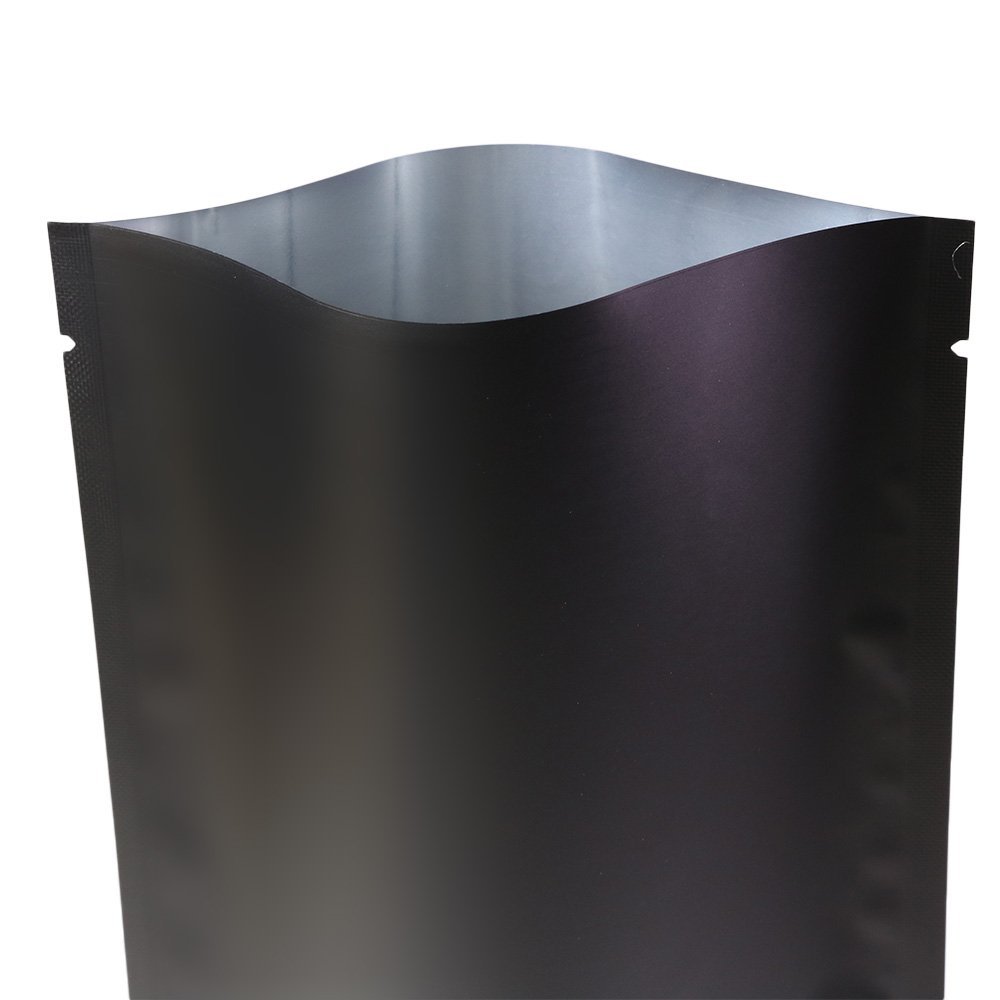 Pack of 100 Double-Sided Matte Black Open Top Non-Resealable Stand-Up Bags (3.9" x 6.3", Matte Black)