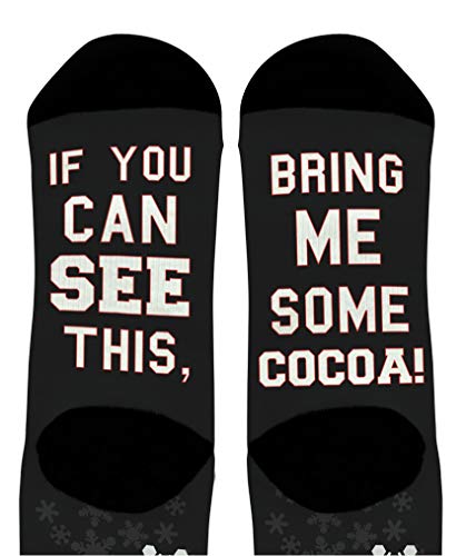 Fun Christmas Socks Bring Me Some Cocoa Christmas Gift for Holiday Outfits 1-Pair Novelty Crew Socks