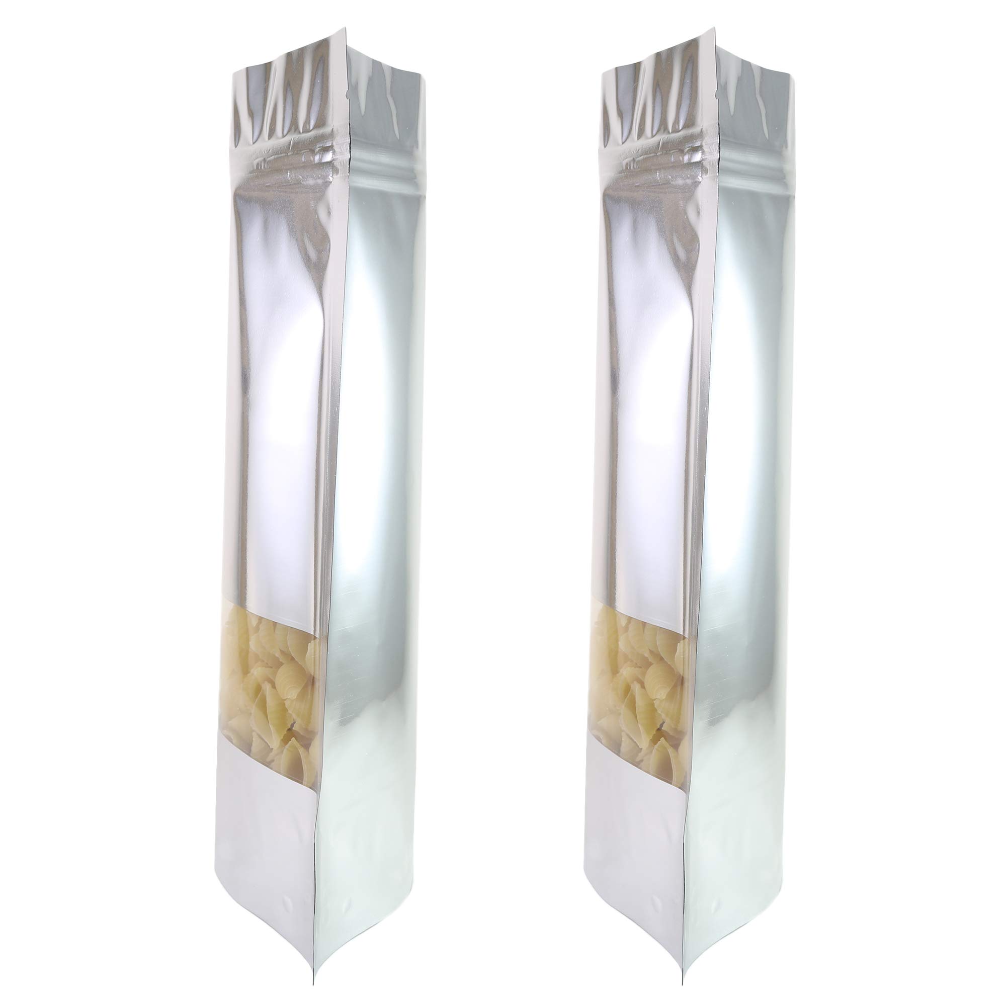 QQ Studio 100 Shiny Colored Aluminum Mylar Foil Clear Window Reclosable QuickQlick™ Stand-Up Bags (6" x 9", Silver)