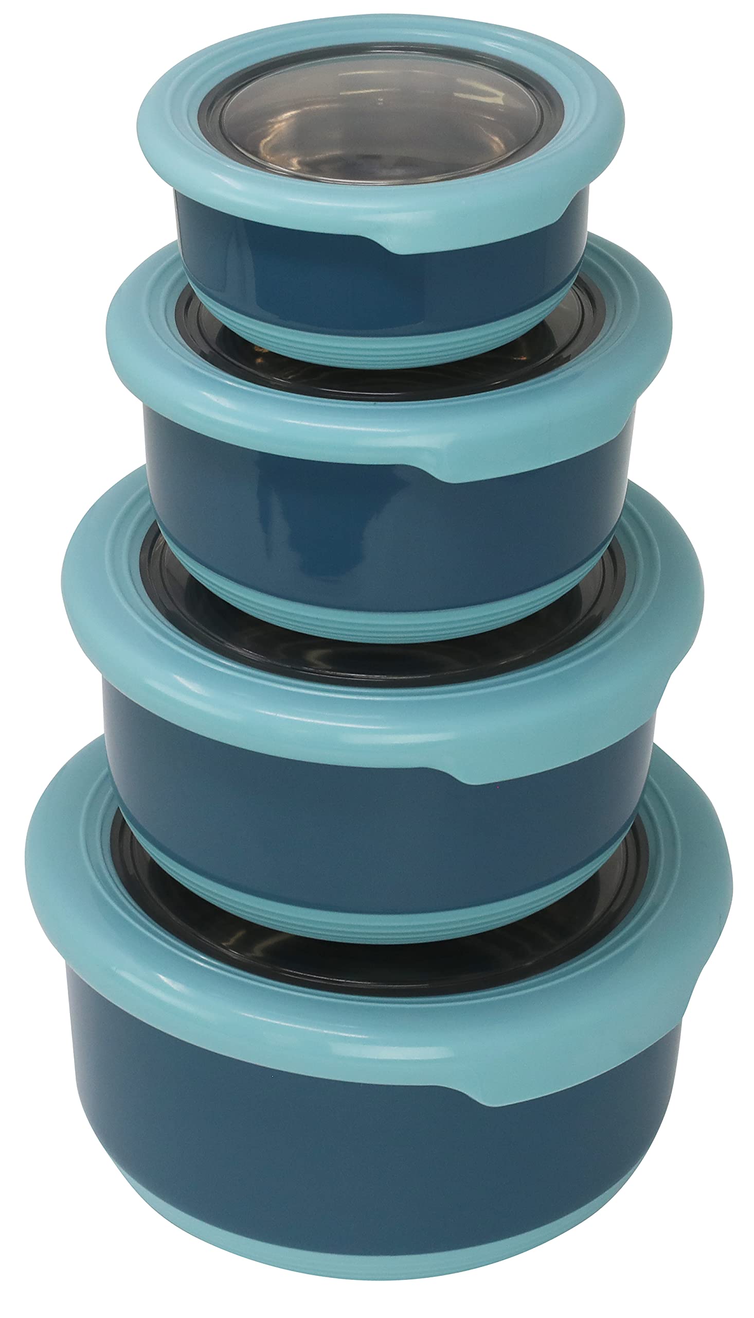 MIRA Stainless Steel Food Storage Set - 4 Anti-Slip Containers for Meal Prep - Multi-Size Pack (1, 2, 3, 5 Cups), Slate Blue