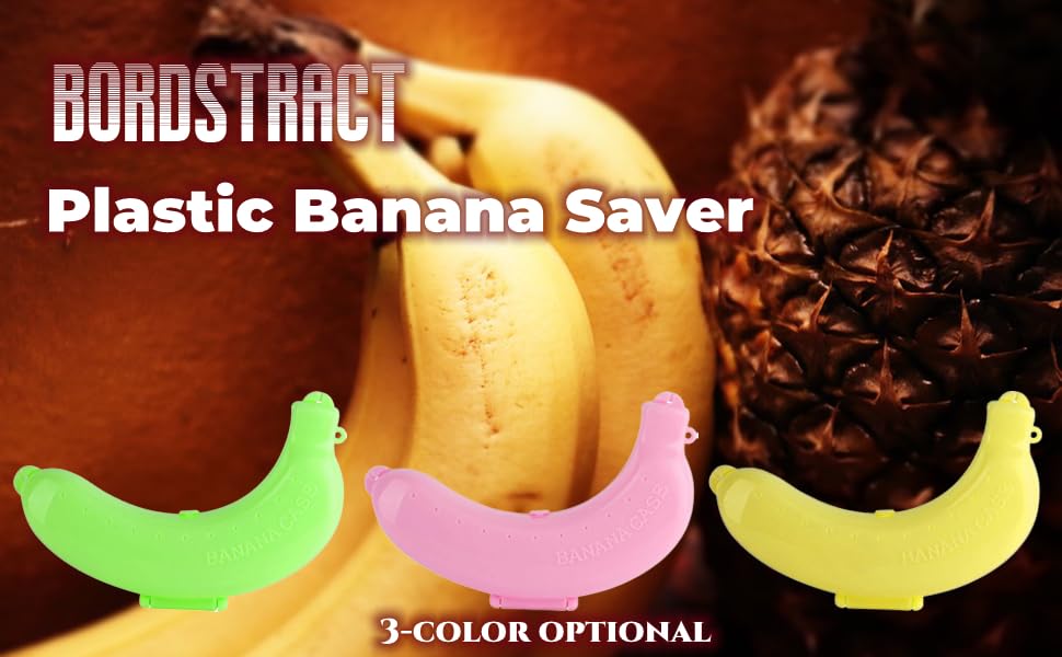 BORDSTRACT Banana Bunker, 7.6x5.1x1.7in Easy Carry Durable Banana Saver, Banana Holder Case, Banana Holder for Lunch Boxes (Pink)