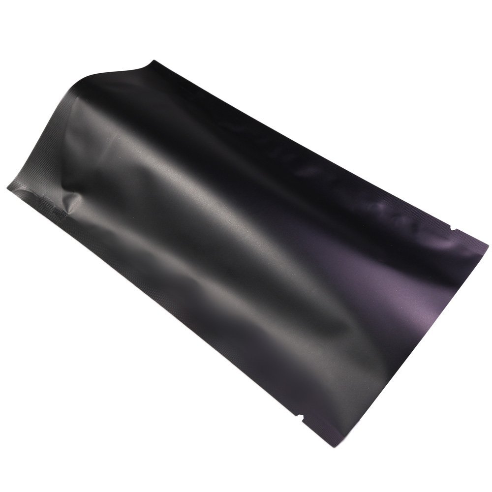 Pack of 100 Double-Sided Matte Black Open Top Non-Resealable Stand-Up Bags (3.9" x 6.3", Matte Black)