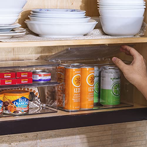 Sorbus Pantry Storage with Lids- Clear Plastic Refrigerator Bins- MultiPurpose & Versatile Stackable Cabinet Organizers- Cosmetics, Office Supplies, Food Organizer- 2 Pack (L,M)