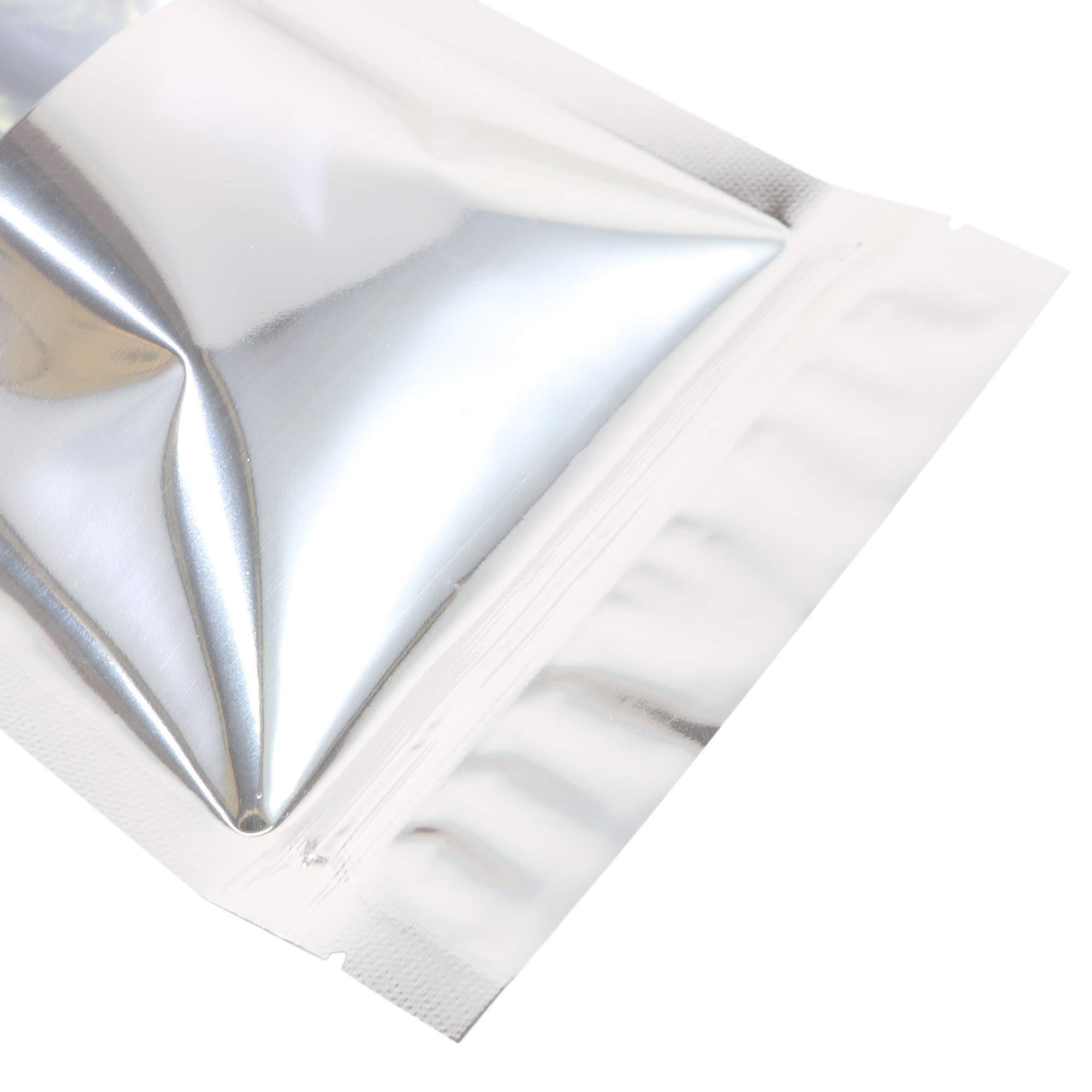 QQ Studio 100 Shiny Colored Aluminum Mylar Foil Clear Window Reclosable QuickQlick™ Stand-Up Bags (6" x 9", Silver)