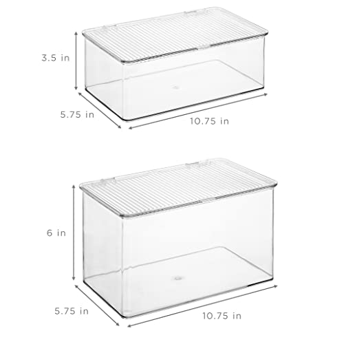 Sorbus Pantry Storage with Lids- Clear Plastic Refrigerator Bins- MultiPurpose & Versatile Stackable Cabinet Organizers- Cosmetics, Office Supplies, Food Organizer- 2 Pack (L,M)