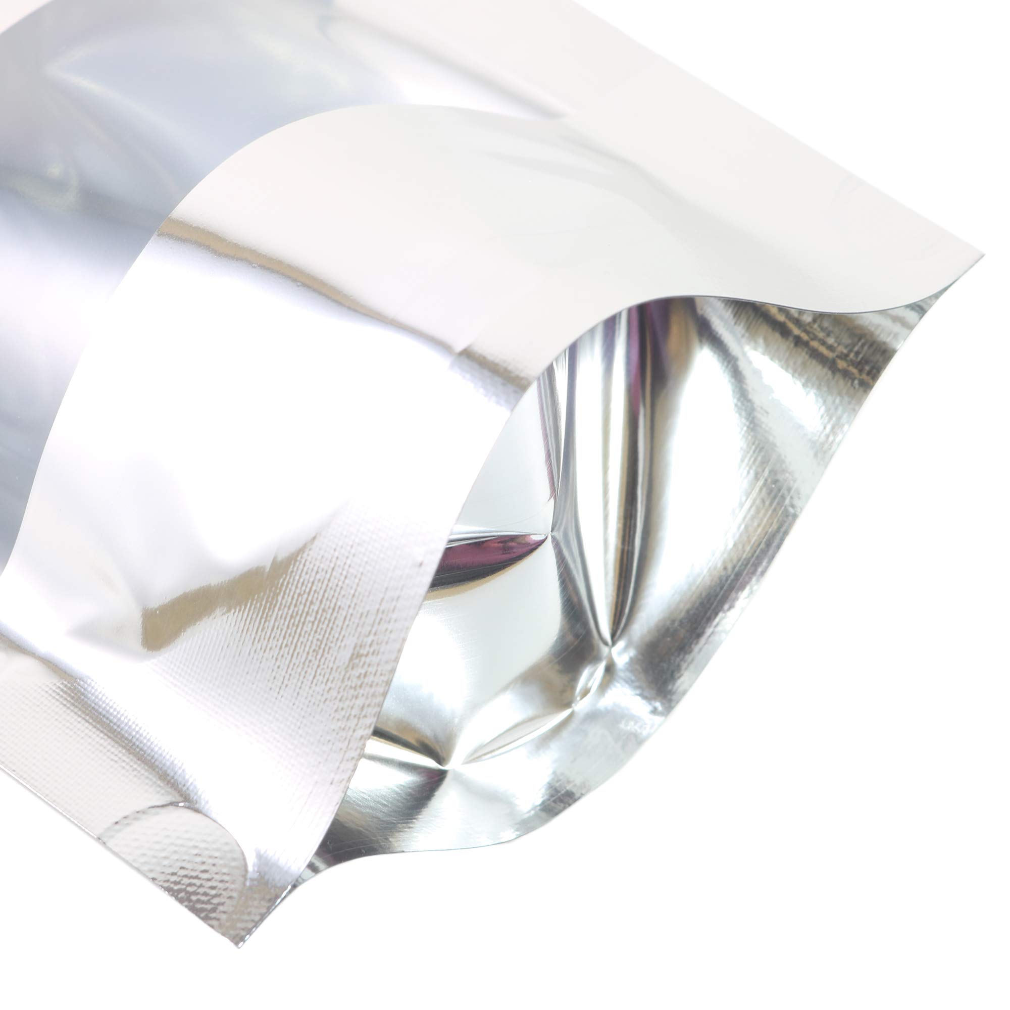 QQ Studio 100 Shiny Colored Aluminum Mylar Foil Clear Window Reclosable QuickQlick™ Stand-Up Bags (6" x 9", Silver)