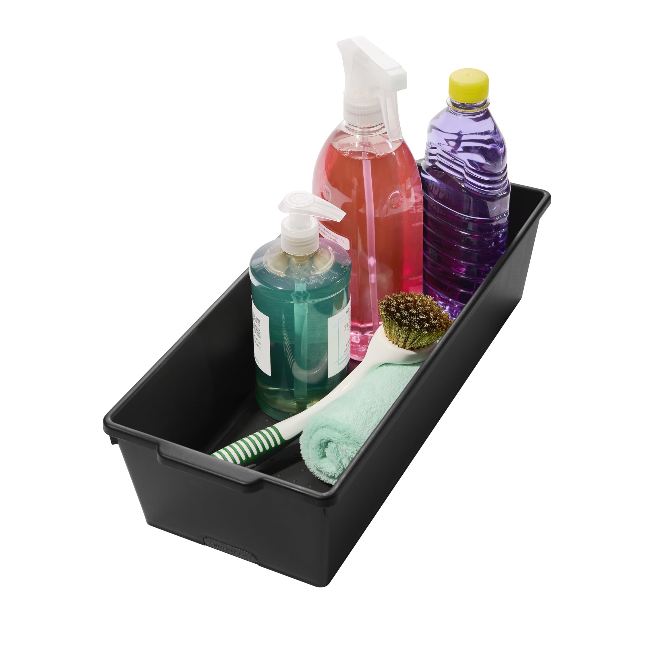 madesmart Plastic Multipurpose Storage Organizer Deep Bin with Handles, Portable Under Sink and Cabinet Storage Bin, Large, Granite