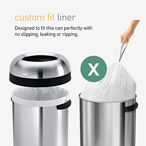 simplehuman Code X Custom Fit Drawstring Trash Bags in Dispenser Packs, 60 Count, 80 Liter / 21.1 Gallon, White