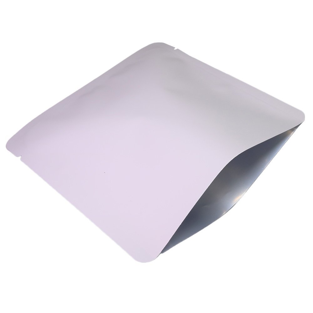 Pack of 100 Bottom Filled Aluminum Mylar Food Coffee Tea Square Packaging Bags (5.9" x 5.9", Matte White)