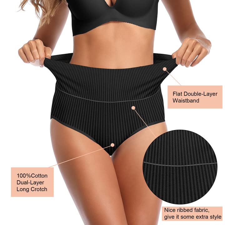 UMMISS High Waisted Underwear for Women Tummy Control Cotton Plus Size Postpartum Ladies Panties Briefs M/L