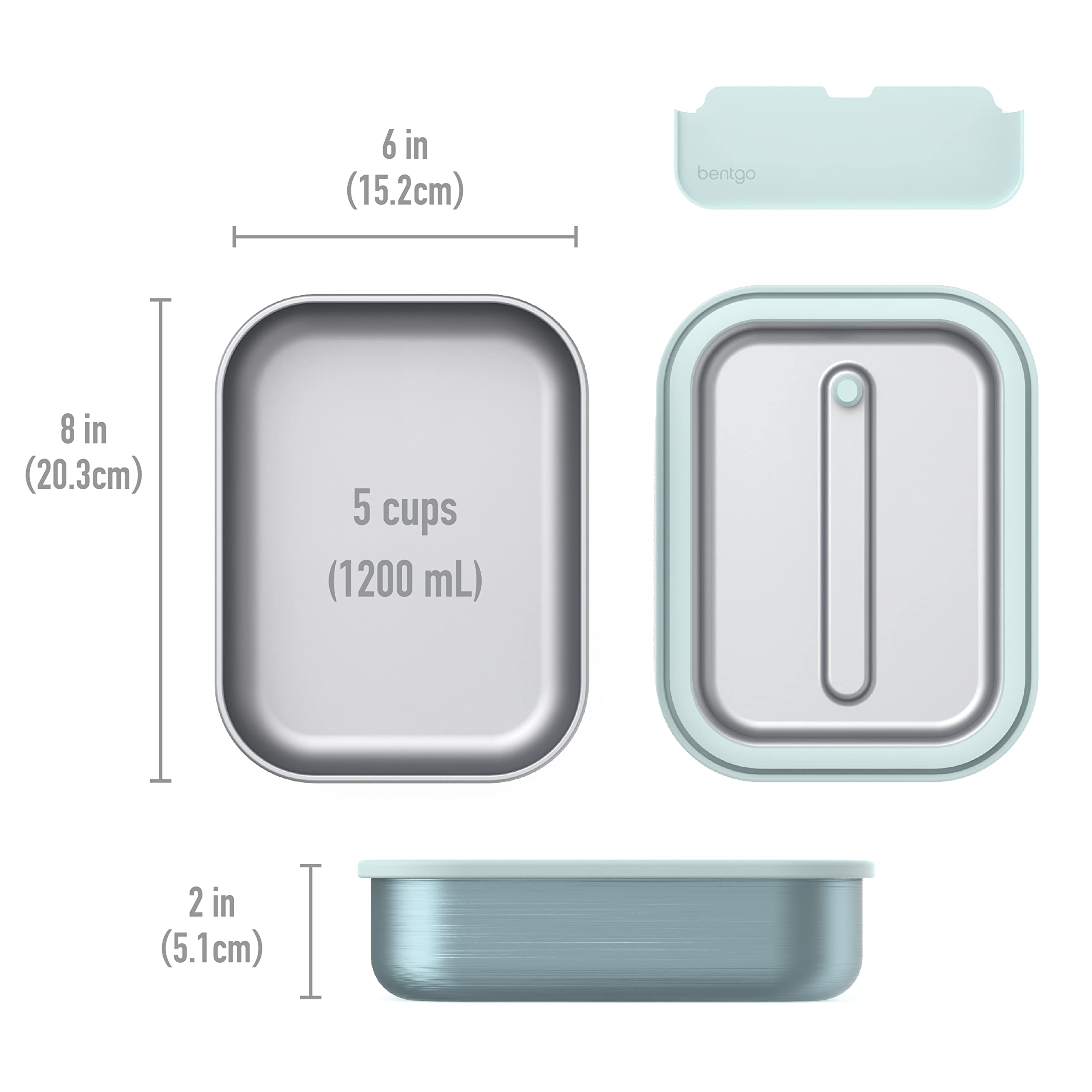Bentgo MicroSteel Leak-Proof Lunch Box - Microwave-Safe, Oven-Safe, Bento-Style Container with Removable Divider, Airtight Lid, Sustainable Design, Odor & Stain Resistant (Aqua)