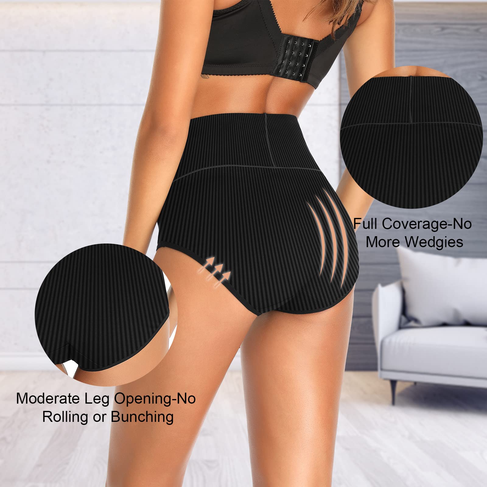 UMMISS High Waisted Underwear for Women Tummy Control Cotton Plus Size Postpartum Ladies Panties Briefs M/L