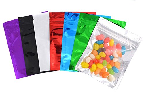100PCS 4in x 5in Self Sealing Mylar Foil Flat Bag Sample Zipper Pouch Food Snack Storage Coffee Bean Candy Tea Powder Seal Grip Wrapper Gift Basket Supplies Xmas Gift Bag (White)