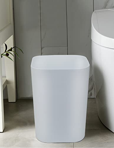 Bathroom Trash Can,Gereen 2 Gallon Small Trash Can,Square Trash Bin Wastebasket for Bathroom Bedroom Kitchen Countertop Under Sink (Pack of 2, White+Gray)