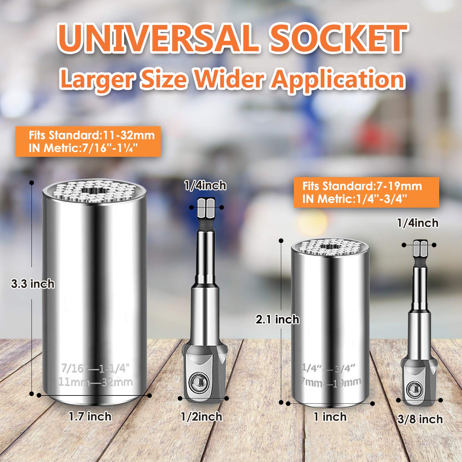 Athlife Universal Socket Wrench Set (11-32mm 7-19mm) Professional Sockets Tools Multi-function Wrench Repair Tool Kit with 3/8 inch Ratchet Wrench & Power Drill Adapter Chrome Vanadium Steel