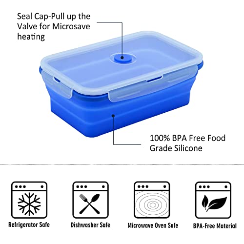 Yagote 4 Pcs Silicone Collapsible Food Storage Containers with Lids Silicone Lunch Box Bento Box BPA free for Kitchen Pantry Organization Microwave Freezer (4pcs-multicolor1)