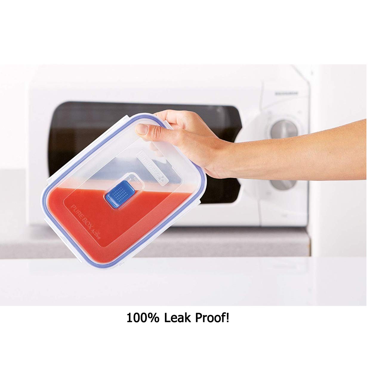 Luminarc Pure Box Active Glass Food Storage Container with Sliding Vent Lid (Rect 3.4 Cups / 800ML)