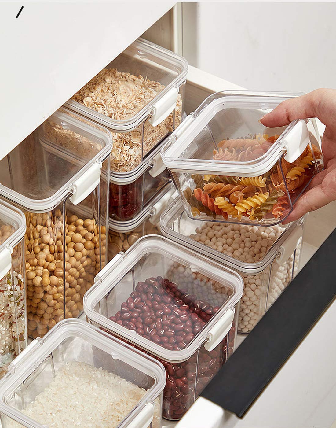 Xicennego Airtight Food Storage Container Set 6-Pcs.kitchen Storage Organizer, For Pasta, Nuts, Beans, Snacks, Storage Jar With Lid/Snap Design/BPA-Free/Stackable/Leakproof (white)