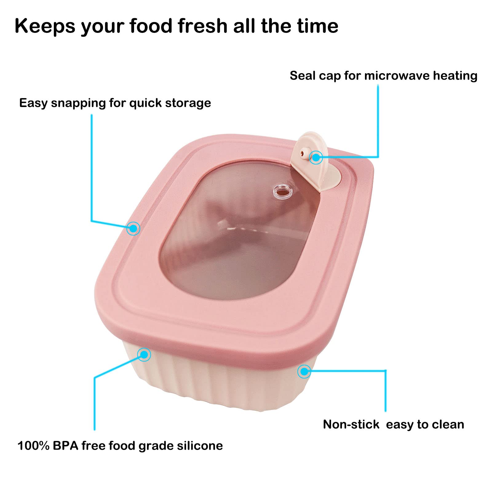 XIAOMIANYANG Food Storage Containers Airtight Plastic with Silicone Lids Rectangle Stackable Lunch Box Meal Food Prep Fridge Containers Organizer Set of 4 for Fruits Veggies