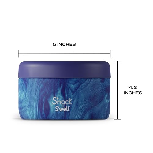 S'well S'nack Stainless Steel Food Container, 10 Oz, Azure Forest, Double-Layered Insulated Bowls, BPA-Free