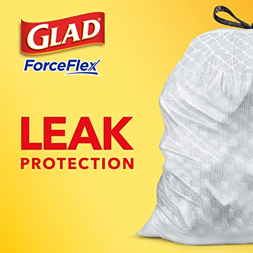 GLAD ForceFlex Tall Drawstring Trash Bags, 13 Gallon White Trash Bags for Tall Kitchen Trash Can, Gain Original Scent to Eliminate Odors, 100 Count - Packaging May Vary