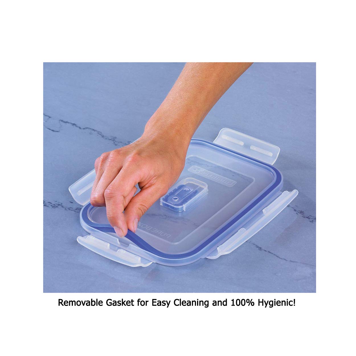 Luminarc Pure Box Active Glass Food Storage Container with Sliding Vent Lid (Rect 3.4 Cups / 800ML)