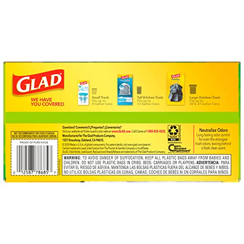 GLAD ForceFlex Tall Drawstring Trash Bags, 13 Gallon White Trash Bags for Tall Kitchen Trash Can, Gain Original Scent to Eliminate Odors, 40 Count