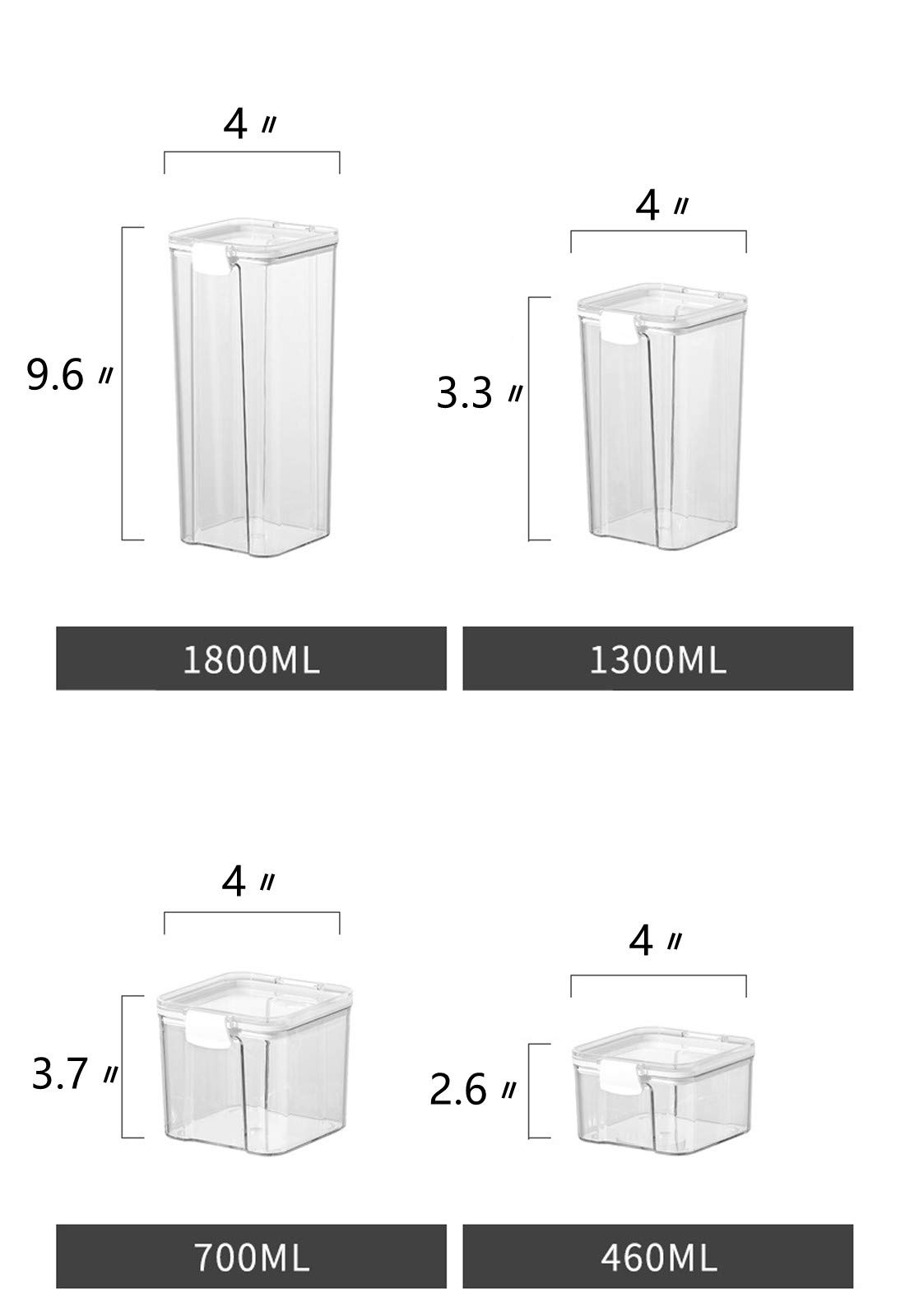 Xicennego Airtight Food Storage Container Set 6-Pcs.kitchen Storage Organizer, For Pasta, Nuts, Beans, Snacks, Storage Jar With Lid/Snap Design/BPA-Free/Stackable/Leakproof (white)
