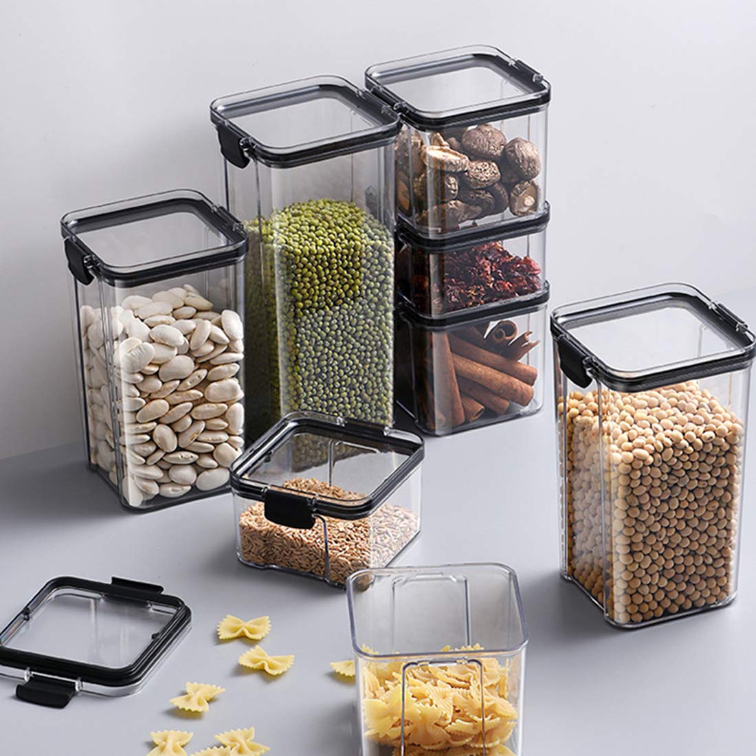 Xicennego Airtight Food Storage Container Set 6-Pcs.kitchen Storage Organizer, For Pasta, Nuts, Beans, Snacks, Storage Jar With Lid/Snap Design/BPA-Free/Stackable/Leakproof (white)