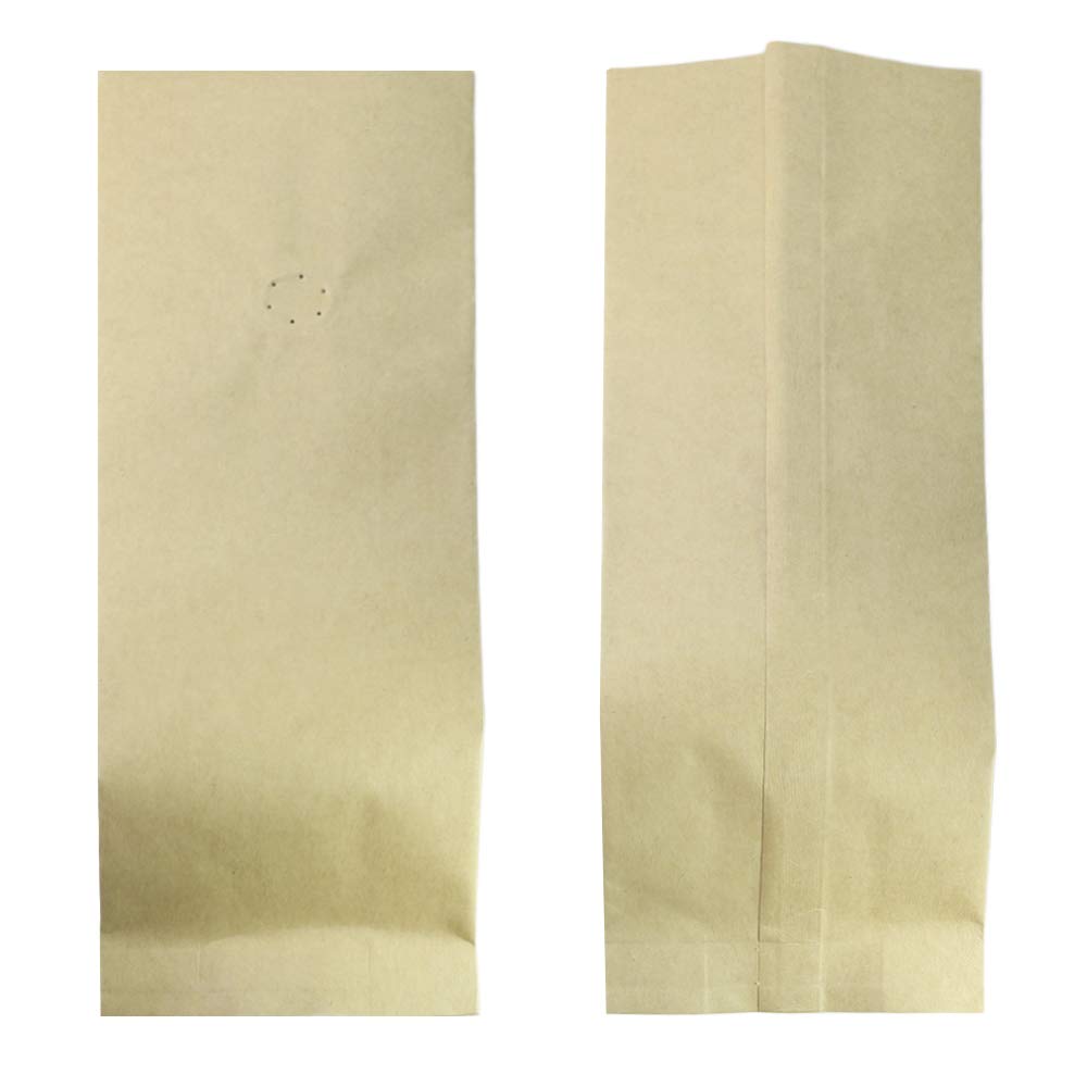 25Pcs Matte Colored Aluminum Side Gusset Open Top Bags w/Vent Valve (8oz, Kraft)