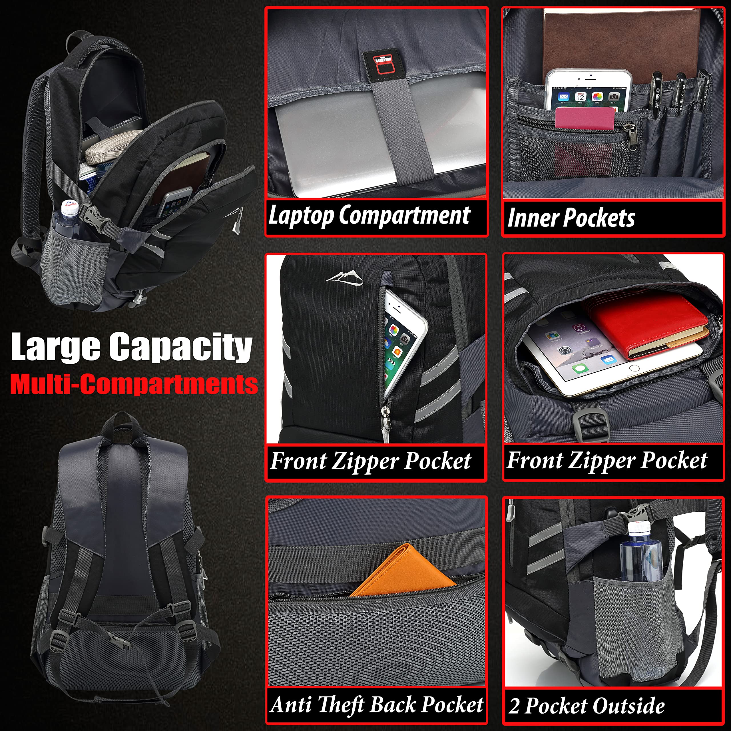 Backpack Bookbag for School College Laptop Travel Student ,Fit Laptop Up to 15.6 inch Multi Compartment with USB Charging Port Anti theft, Gift for Men Women (Purple)